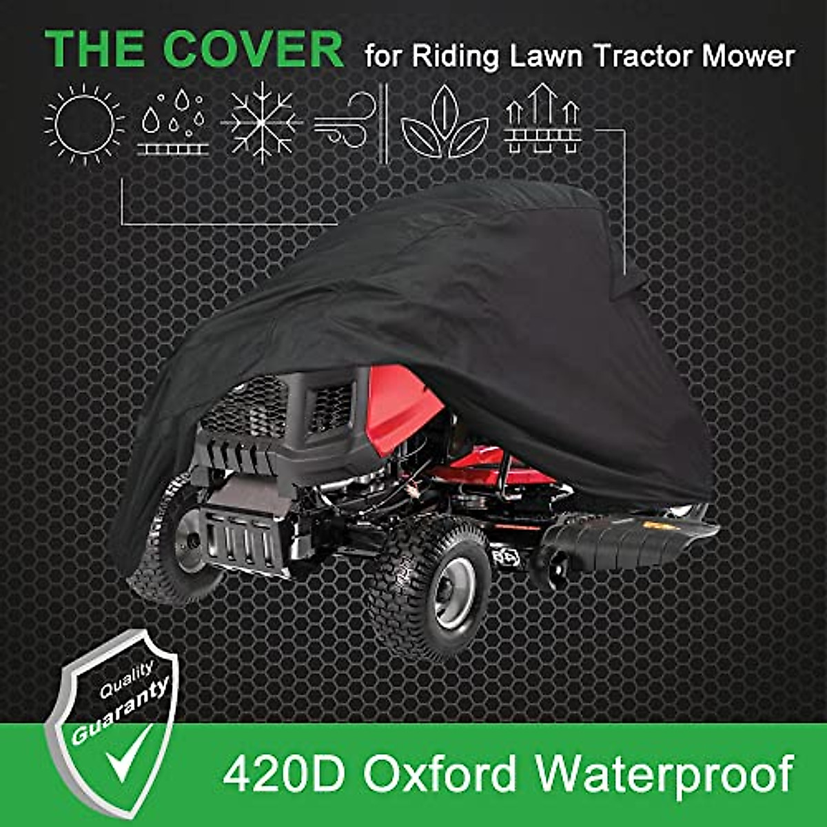 G2CAMP Oversize Larger Tractor Riding Lawn Mower Cover and Zero-Turn 79.92"L x 50"W x 53.93"H with Waterproof - Black