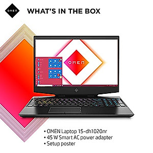 OMEN 15 Gaming Laptop, NVIDIA GeForce GTX 1660 Ti, Intel Core i7-10750H, 8 GB DDR4 RAM, 512 GB PCIe NVMe SSD, 15.6" Full HD, Windows 10 Home, RGB Keyboard (15-dh1020nr, 2020 Model)