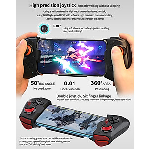 Joso Mobile Game Controller for iPhone, Android, PC, Steam, Direct Play, 15 Hours Playtime, Phone Controller Gamepad Joystick for iPhone 14 13 12 Pro Max, Galaxy S23 S22 Ultra, iPad, Tablet, MFi Games