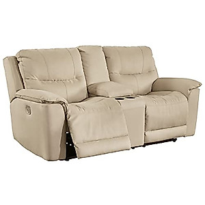 Signature Design by Ashley Next-Gen Gaucho Classic Power Reclining Loveseat with Console & Adjustable Headrest, Beige