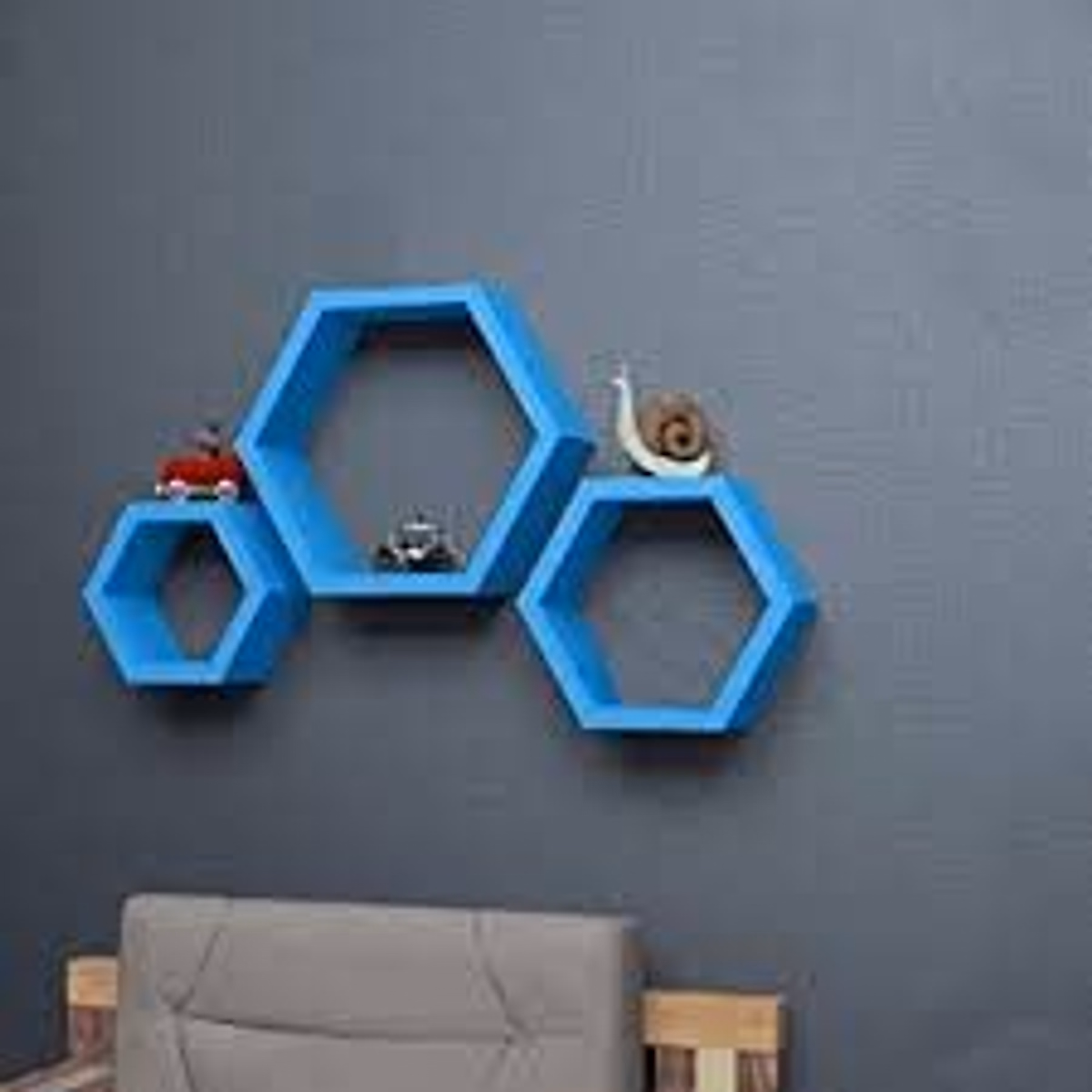 Modern Floating Wall Shelves for Home Decor Set of 3 Pc Wall Shelf Hanging Shelves Wall Mounted Shelves by SUFY Crafts (Blue)