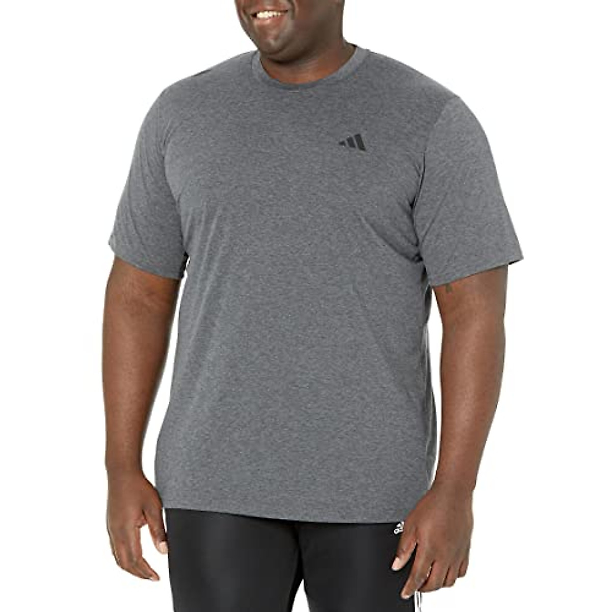adidas Men's Essentials Feel Ready Training T-Shirt, Dark Grey Heather/White/Black, X-Large