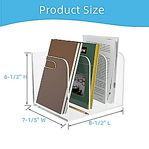 Dingelex Acrylic Magazine File Holder with Handle, Clear 3 Compartment Rack Holds Folders,Magazines,Notebooks,Binders,Envelopes and Electronic Devices, 8.5"x7.2''x6.5''