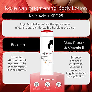 Kojie San Kojic Acid Lotion - Nourishing & Skin Brightening Body Lotion with Rosehip, Shea Butter & Vitamin E for Flawless Even Skin Tone - 150ml