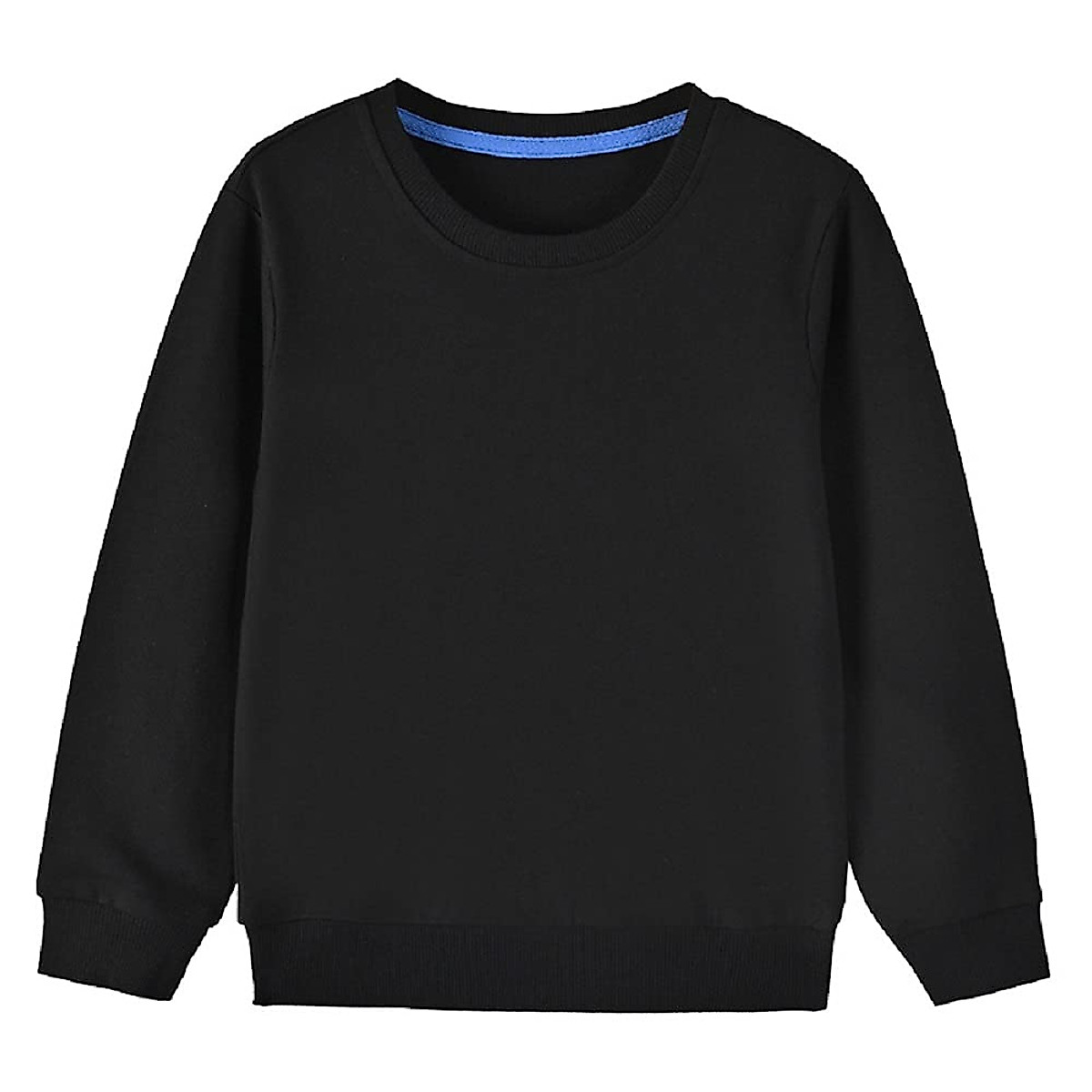 IESSRA Toddler Baby Sweatshirt Black Crewneck Sweatshirts Solid Cotton Soft Long Sleeve Active Pullover Tshirts