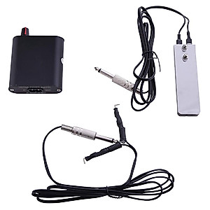 Mini Tattoo Power Supply Set,New Star Tattoo Mini Motor Black Tattoo Machine Power Supply with Tattoo Clip Cord and Stainless Steel Foot Pedal for Permanent Makeup Tattoo Supply Accessory