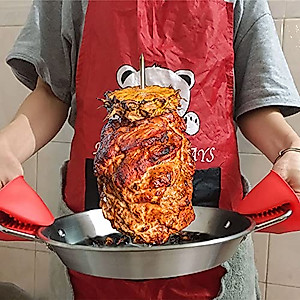 Barbecue Hack Vertical Skewers,Stainless Tacos Al Pastor Skewer Stand for Grill or Oven with 3 Spike,Removable Grilling Meat Spit for Grilling Al Pastor and Shawarma Brazilian Churrasco Chickens Kebab