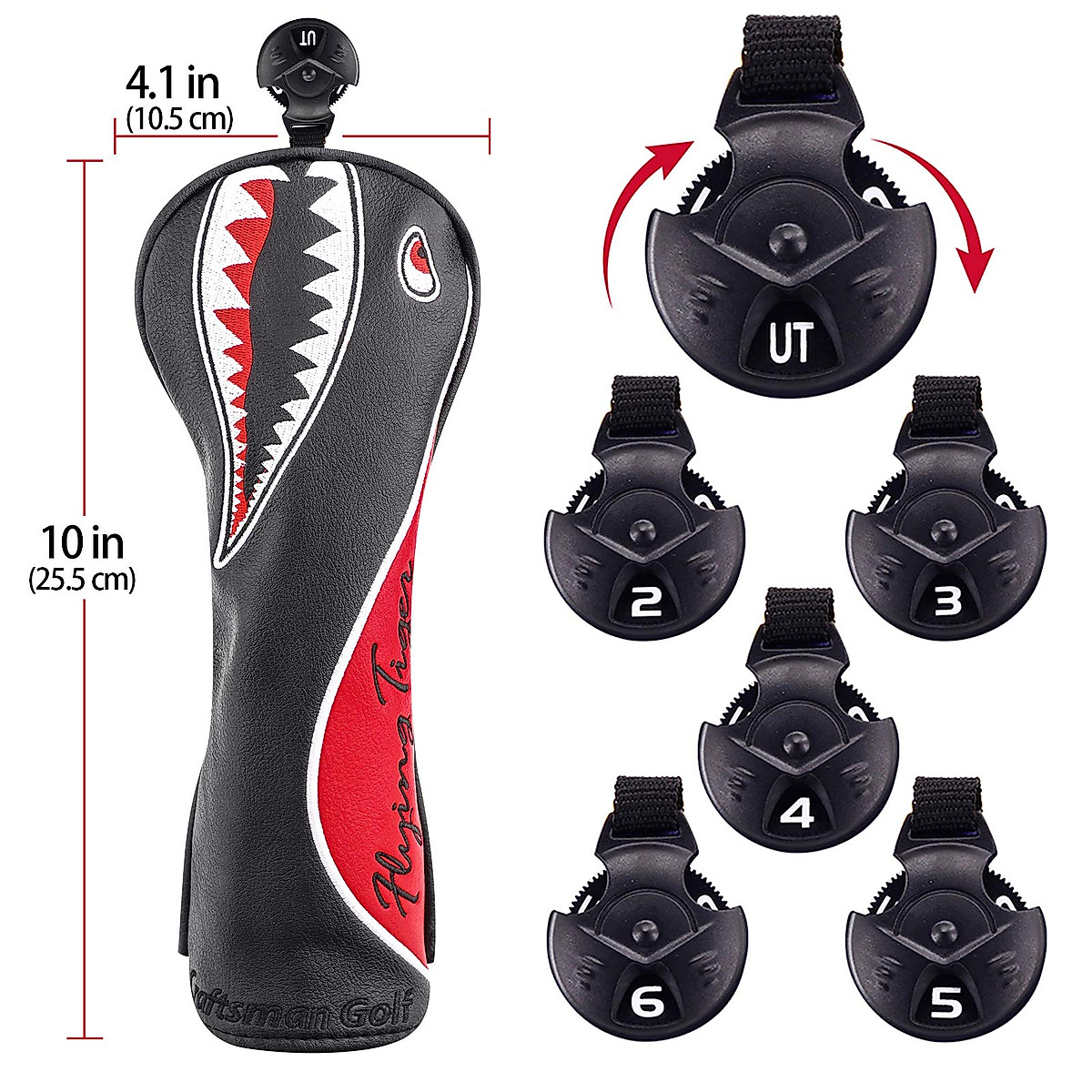 Craftsman Golf Shark Black and Red Rescue Headcover Hybrid Cover (Hybrid Cover)