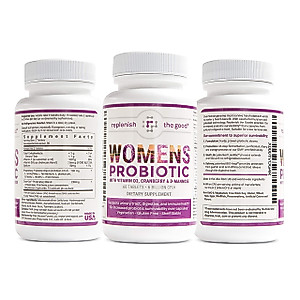 Replenish the Good Probiotics for Women Digestive Health, 60 Tablets - Gut Health Probiotics with D3, Prebiotics & Cranberry - Vegan, UTI & Yeast Defense - 15x More Effective Than Regular Capsules