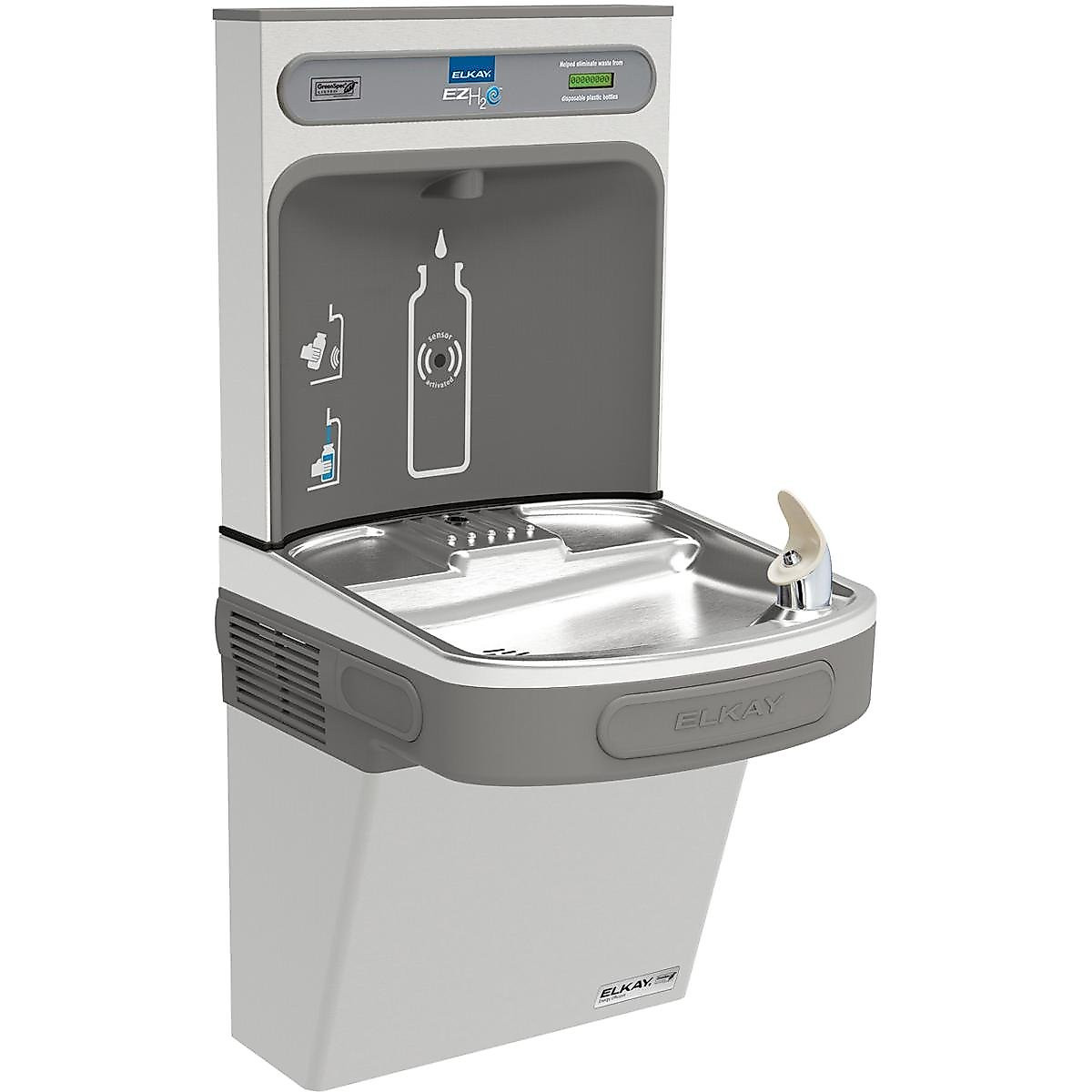Elkay EZSG8WSSK EZH2O Bottle Filling Station & Single ADA Cooler, High Efficiency Non-Filtered 8 GPH Stainless