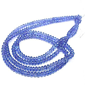 LKBEADS 2 Strands Natural Tanzanite Faceted Rondelle Micro Gemstone Craft Loose Spacer Beads 16 Inch Long 4mm 5.5mm Code-HIGH-310