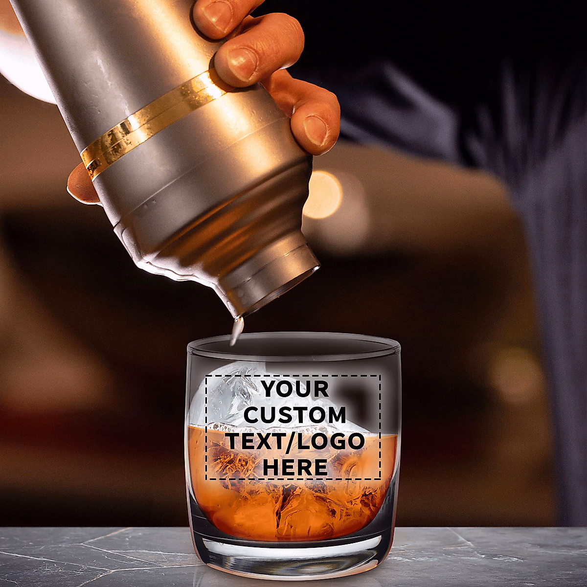 Custom Whiskey Glasses 10 oz Set of 10, Personalized Bulk Pack - Heavy Base Old Fashioned Glass, Perfect for Scotch, Bourbon, Whiskey, Cocktail - Black