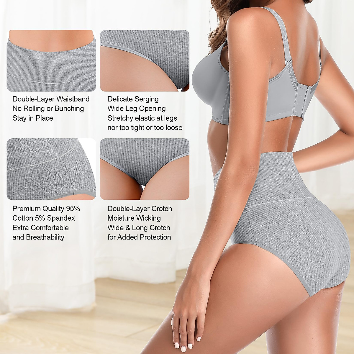 JojoQueen Underwear for Women,Cotton High Waist Underwear for Women Full Coverage Soft Comfortable Briefs Panty