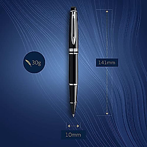 Waterman Expert Rollerball Pen, Gloss Black with Chrome Trim, Fine Point with Black Ink Cartridge, Gift Box
