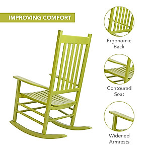 Shine Company Vermont Rocking Chairs, Outdoor Front Porch Rocker Set of 2, Lime