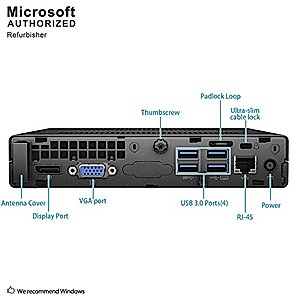 HP EliteDesk 800 G2 Desktop Mini Business PC, Intel Quad-Core i5-6500T up to 3.1G,16G DDR4,240G SSD,VGA,DP,Win 10 Pro 64 bit-Multi-Language Support English/Spanish (Renewed)