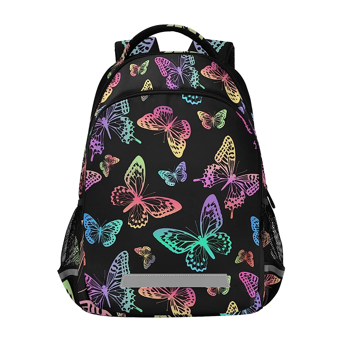 MCHIVER Rainbow Butterfly Kids Backpack for Boys & Girls 16.7 Inch - All Over Printed Back Pack for Teen With Adjustable Buckle，Bulk Backpacks for School & Travel