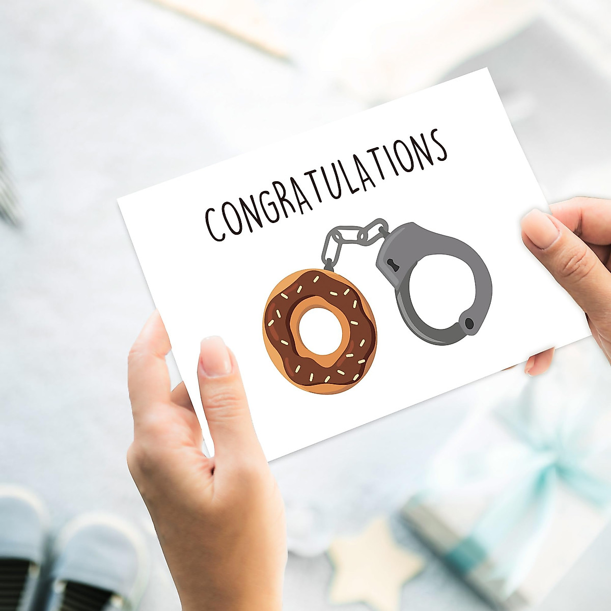 Heyshoo Funny Police Officer Congratulation Card, Policing Achievement Congrats Card, Police Retirement Card, Police Academy Graduation Gift