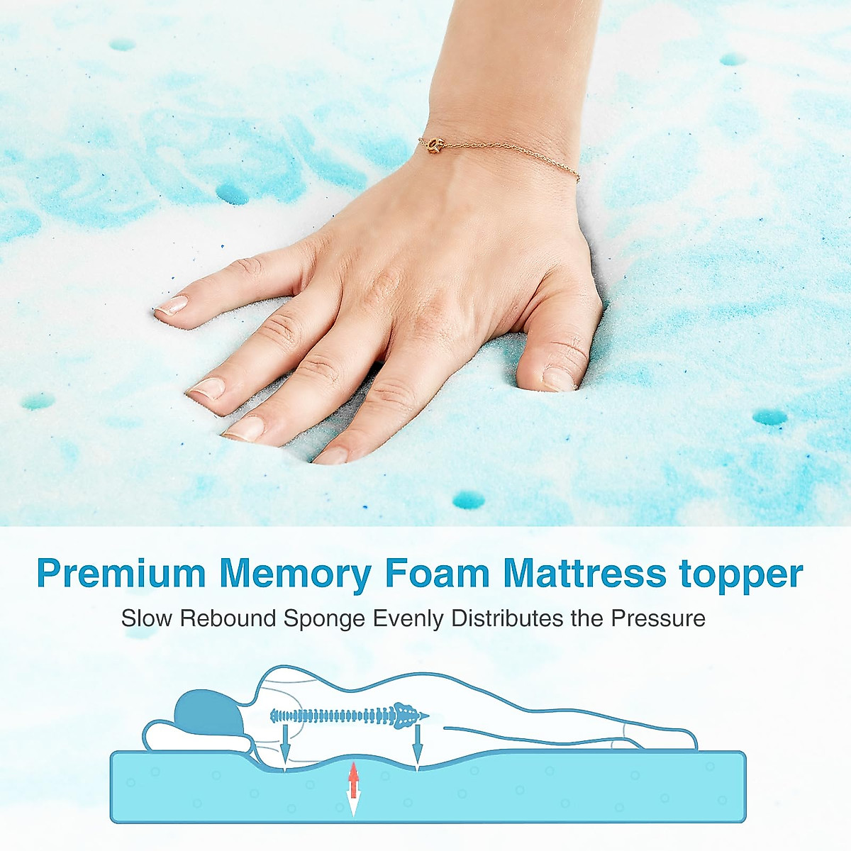 Mattress Topper, Twin Size Cooling Memory Foam Bed Toppers, 2 Inch Soft Mattress Pads for Sleeper Sofa, RV, Camper, CertiPUR-US Certified