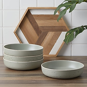 Stone Lain Lauren Modern Stoneware 32-piece Round Dinnerware Set, Plates and Bowls Set, Dish set for 8, Green