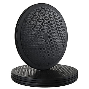 Pack of 3, 12 Inch Lazy Susan Turntable Organizer, Non Skid Heavy Duty Rotating Swivel Steel Ball Bearings, Holds up to 80 lbs, Black Plastic Turn Table - Used for Cabinets, Monitor, TV, etc