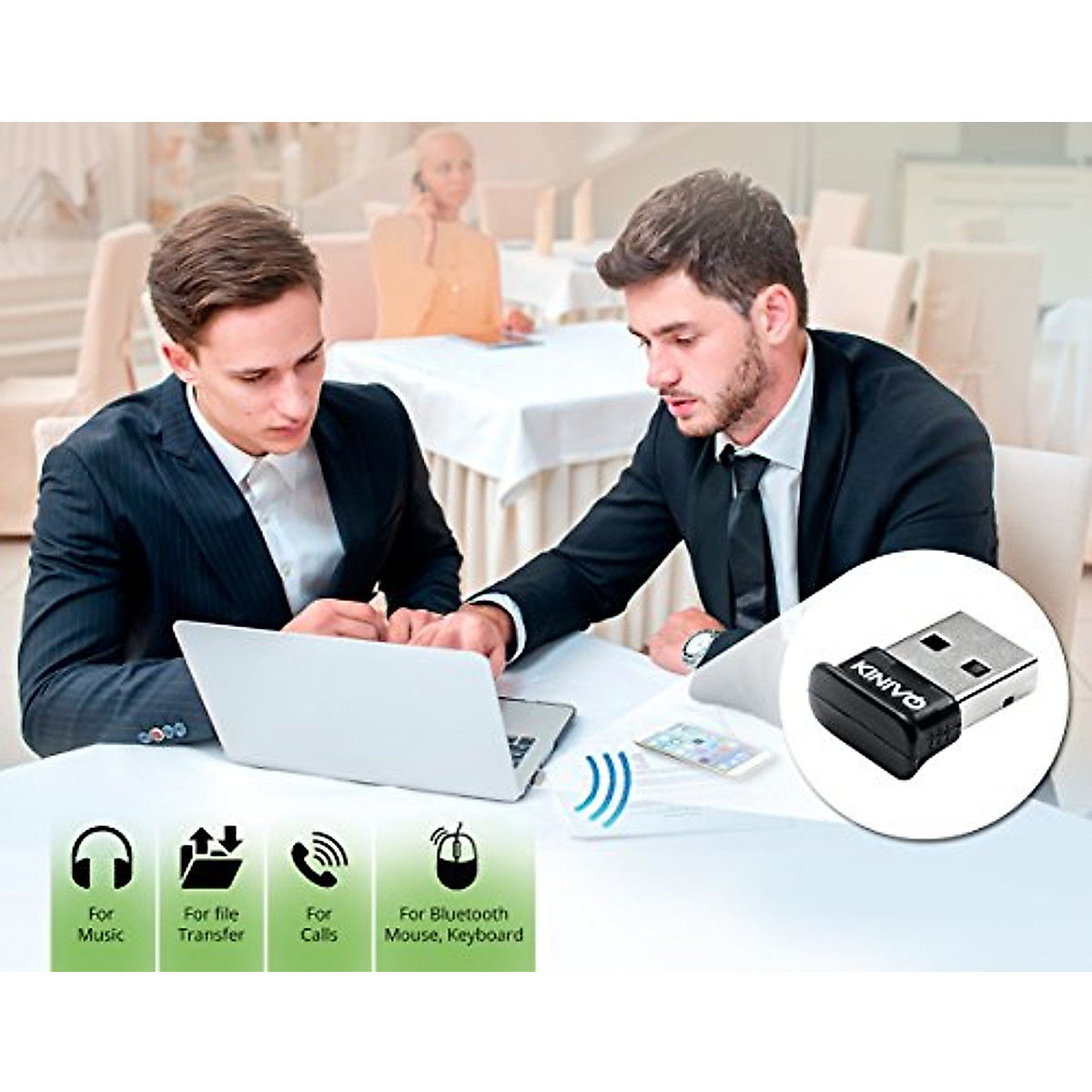 Kinivo USB Bluetooth Adapter for PC BTD400 (Bluetooth 4.0 Dongle Receiver, Low Energy) - Compatible with Windows 11/10/8.1/8/7, Raspberry Pi, Linux, MacOS, Laptop & Headphones