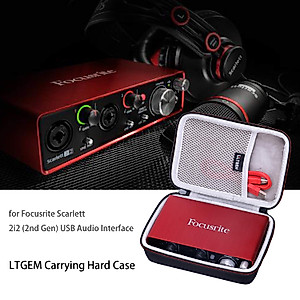 LTGEM Hard Travel Case for Focusrite Scarlett 2i2 /Solo (3rd Gen) USB Audio Interface (Internal Size:7 * 4.7 * 1.5 in)