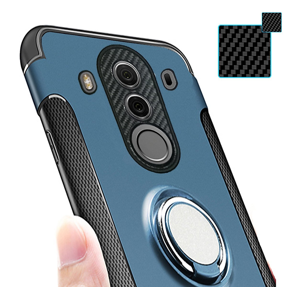 Mate 10 Pro Case, Mingwei [with 360 ° Kickstand] Rotating Ring Case [Dual Shockproof] Protection Cover Compatible with [Magnetic Car Mount] for Huawei Mate 10 Pro (Mate 10 Pro, Blue)