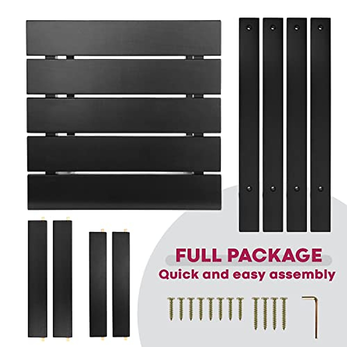 MATTIN Outdoor Side Table, Patio Side Table, Acacia Side Table Great for Outdoor Weather - Perfect for Pool Deck, Beach, Garden, Porch, Square Outdoor End Tables - Classic Black (Black-1Pack)