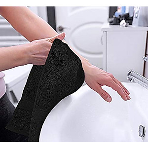Utopia Towels Premium Bundle - Cotton Washcloths Black (12x12 inches) Pack of 24 with Black Hand Towels 600 GSM (16 x 28 inches), Pack of 6