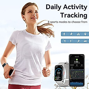 Smart Watch for Android iOS Phones Compatible 1.57 inch Full Touch Screen Fitness Tracker with Heart Rate & Blood Oxygen Monitoring IP68 Waterproof Smart Watches for Men Women(Silver)