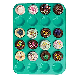FOCCTS Silicone Muffin Pan, 24 Mini Cupcake Pan for Cream Cheese Fat Bombs, Non Stick, Dishwasher Safe Silicon Bakeware Pans, 2 Pack