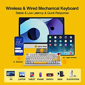 EPOMAKER TH80 Pro 75% Hot Swap RGB 2.4Ghz/Bluetooth 5.0/Wired Gaming Keyboard, with 4000mah Battery, PBT Keycaps, Knob Control for Windows/Mac PS5 PS4 Xbox