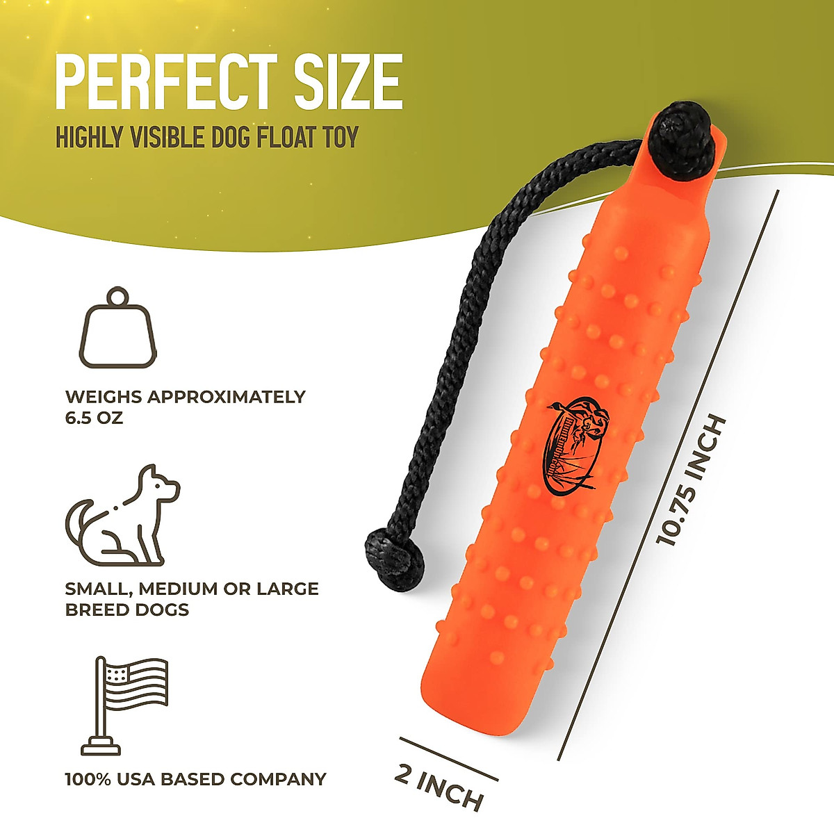 HuntEmUp Standard Size Plastic Dog Training Bumper with Throw Rope Dog Retrieving Dummy Duck Dog Hunting Training Tool Highly Visible Dog Float Toy – Orange