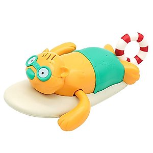 NEXTAKE Pull String Baby Bath Toy Pull & Go Beaver Cute Surfing Beaver Swimming Beaver Windup Clockwork Bathtub Toy for Toddlers (Blue)