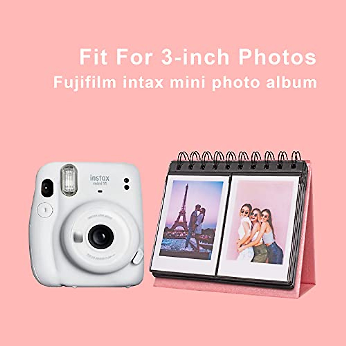 68 Pockets Mini Photo Album for Fujifilm Instax Mini 7s 8 8+ 9 25 26 50s 70 90/ Fujifilm Instax SP 1/ Polaroid PIC-300P/ Polaroid Z2300/ LG PD 233/ LG PD 239/ Name Card (Pink)