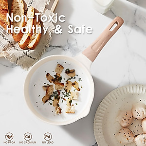 Pots and Pans Set Nonstick - YIIFEEO 4 Piece Granite Kitchen Cookware Sets 8" & 9.5" Non Stick Frying Pan Set and 3 Qt Sauce Pan with Lid, Induction Cookware PFOA Free Pans for Cooking Pasta Pot Gifts