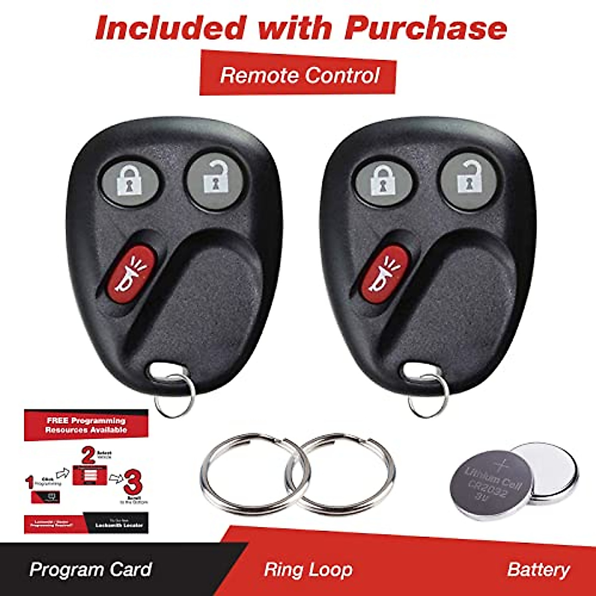 KeylessOption Keyless Entry Remote Car Key Fob Key for Chevy Trailblazer GMC Envoy (Pack of 2)