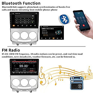 Android 11 Car Stereo for Mazda 5 2007-2012 with Wireless Apple CarPlay Android Auto,9 inch Touchscreen Car Radio with WiFi,GPS Navigation,Bluetooth,FM/RDS,SWC AUX-in,Dual USB+AHD Backup Camera