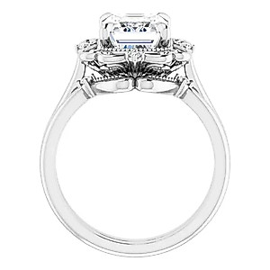2 CT Emerald Cut VVS1 Colorless Moissanite Engagement Ring Set, Wedding/Bridal Ring Set, Sterling Silver Vintage Antique Anniversary Promise Ring Set Gift for Her (8.5)