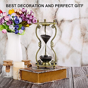 SuLiao Hourglass Sand Timer 60 Minute:Sun & Moon Engraving Brass Sand Clock, Metal Black Sand Watch 60 Min,Antique Reloj De Arena 1 Hora,Large 1 Hour Glass Sandglass for Gift Office Desk Decorative