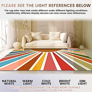 Washable 5x7 Sun Area Rug for Living Room, Rainbow Sun Modern Boho Large Area Rugs, Ultra Thin Low Pile Lightweight Soft Indoor Floor Carpet with Non-Slip Backing for Bedroom Kids Nursery Play Room