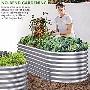 FRIZIONE 8x4x2FT Galvanized Metal Raised Garden Bed for Vegetables, Outdoor Garden Raised Planter Box, Backyard Patio Planter Raised Beds for Flowers, Herbs, Fruits