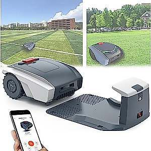 Fully Automatic Intelligent Lawn Mower, Lawn Robot, Path Planning + Automatic Charging, for Lawns/Gardens of 1500㎡, Weatherproof, Safety Protection Device,Grey