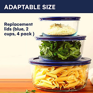 Lids for Pyrex and Anchor Round Glass Containers (2-Cups, Green-6PK)