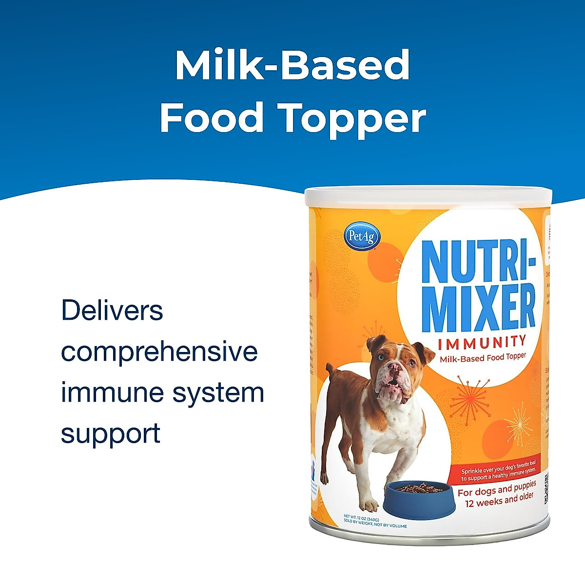 Pet-Ag Nutri-Mixer Immunity - 12 oz - Milk-Based Food Topper for Dogs & Puppies 12 Weeks and Older - Easy to Digest