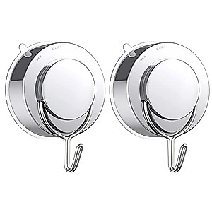 VIS'V Suction Cup Hooks, Silver Twist Suction Cups with Metal Hooks Removable Heavy Duty Window Glass Door Suction Hangers Reusable Suction Cup Holders for Kitchen Bathroom Shower Wreath - 2 Pcs