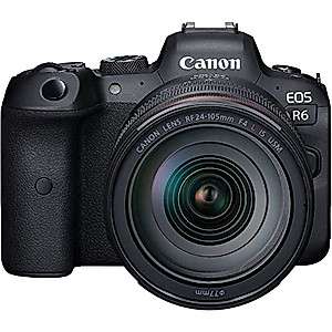 Canon EOS R6 Mirrorless Digital Camera with 24-105mm f/4L Lens (4082C012) + 64GB Tough Card + Color Filter Kit + Case + Filter Kit + Photo Software + 2 x LPE6 Battery + Charger + More (Renewed)