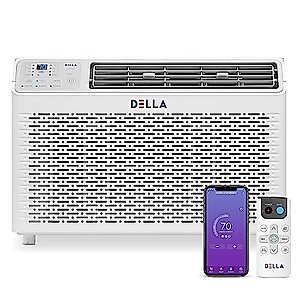 DELLA 8000 BTU 115V/60Hz Energy Saving Window Air Conditioner Whisper Quiet AC Unit with WIFI Smart Controls, Remote, Dehumidifier, Fan, Cools Up to 350 Sq. Ft.