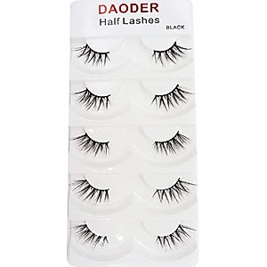 DAODER False Eyelashes Half Lashes Wispy Cat Eye Faux 3D Mink Lashes Natural Look Soft Handmade Wispies 7-15mm Eye Lashes For Eye Makeup 5 Pairs (Half Lashes 04)